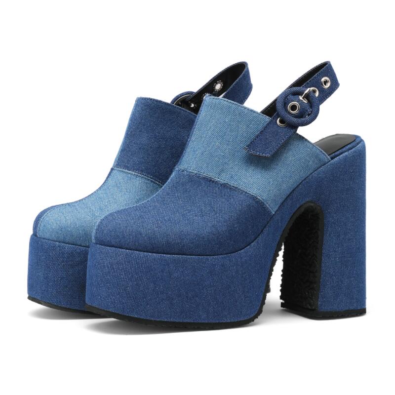 Platform Denim Mueller Pumps – Shopping With Venus